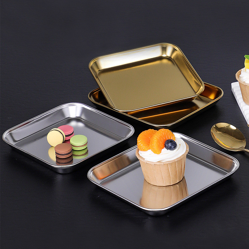 304 Stainless Steel Dinner Plate Dim Sum Plate Snack Plate Square Plate ...