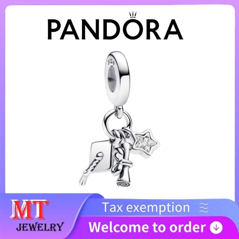 Hot selling 100% S925 sterling silver couple ladies Pandora jewelry DIY 2024 Graduation Triple ...