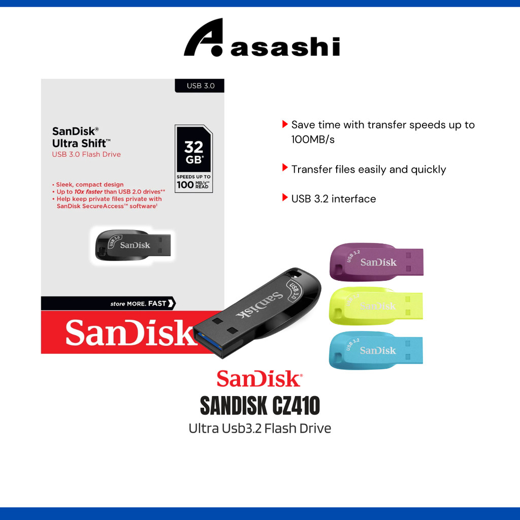 Sandisk CZ410 Black / Blue / Yellow / Purple 32GB / 64GB / 128GB ...