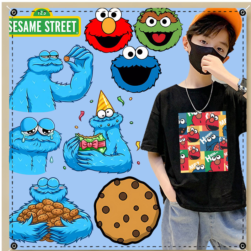UV84 Sesame Street T-shirt DIY Decoration Applique Cookie Monster Heat ...
