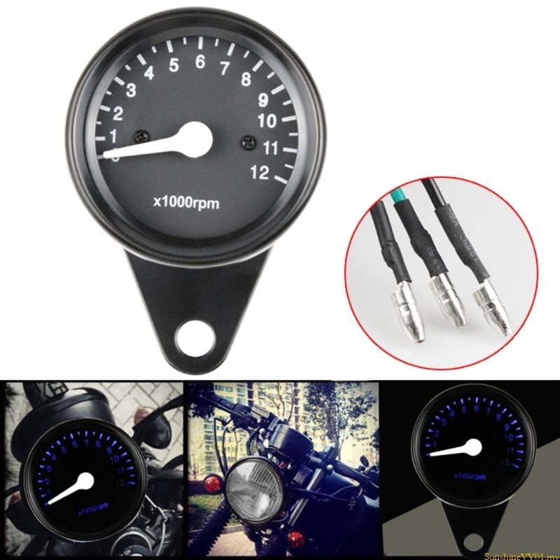 SUN DC12V Universal Motorcycle Tachometer Electronic Tach Meter ...