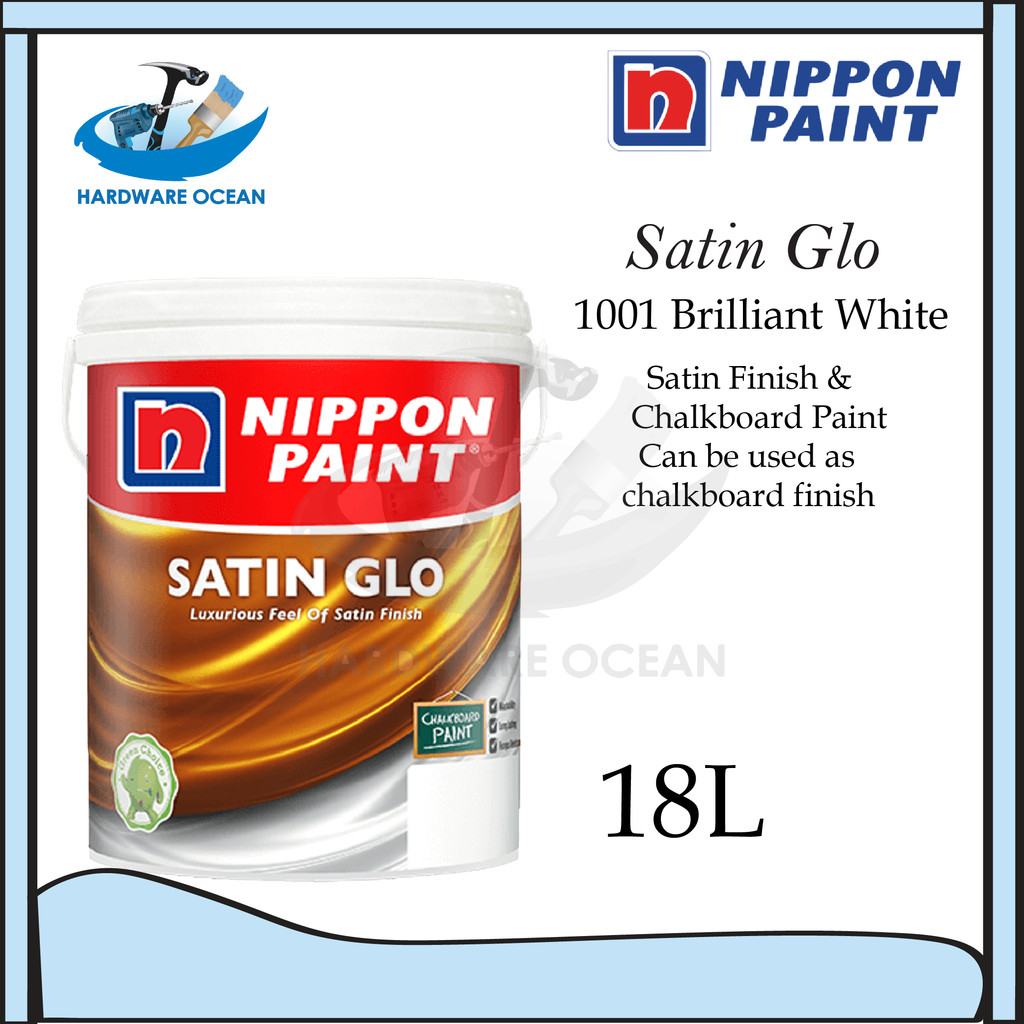 18L Nippon Paint Satin Glo 1001 Brilliant White Satin Finish ...