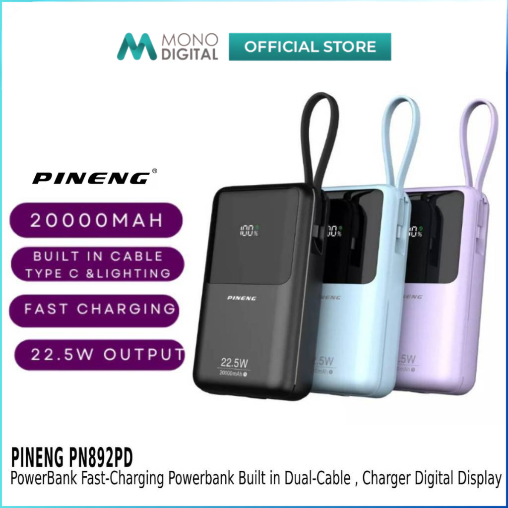PINENG POWERBANK PN892PD 20000mAh PD 22.5W 20W FAST CHARGING POWERBANK ...