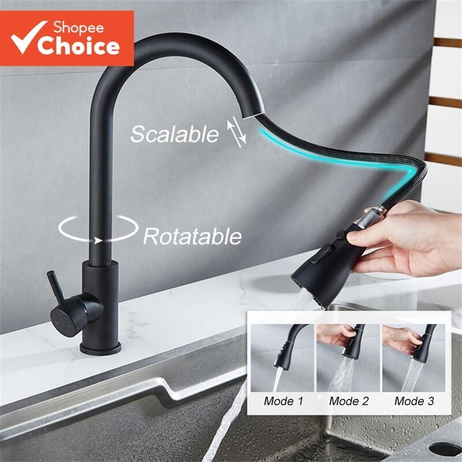 1 set of kitchen and balcony sinks with large bends, hot and cold pull ...