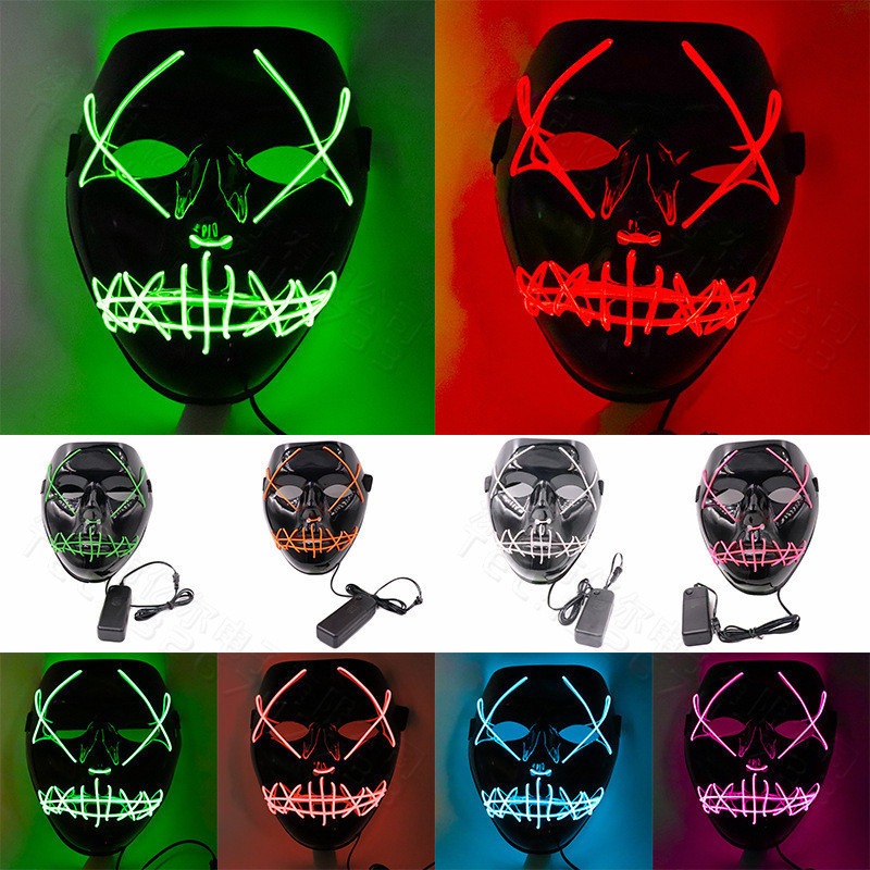 Factory EL Cold Light Prom Party Glowing Mask Halloween Ghost Dance ...