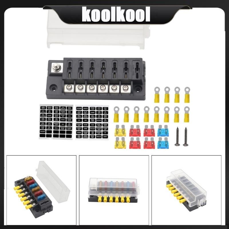 Kool 100A 6 Way Blade Fuses Block Fuses Box with Positive Power Inputs ...