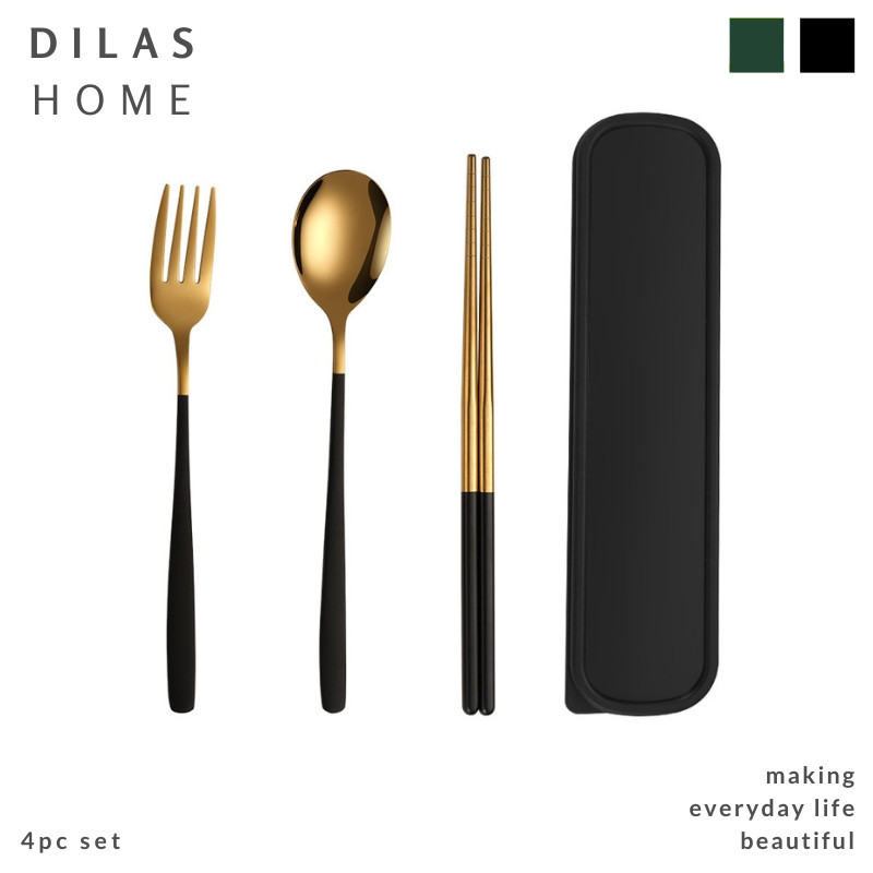 DILAS HOME 3pc Minimalist Portable Golden Stainless Steel Spoon ...