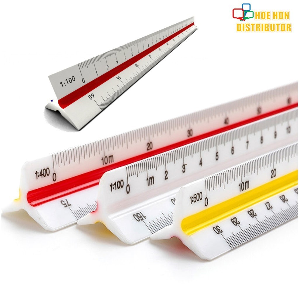 Scale Ruler 30cm 12 Inch 1:200 / 1:20 Triangle Shape Measuring ...