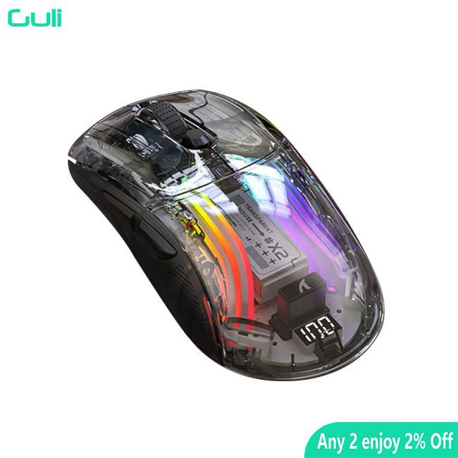 Gulilong Attack Shark X2 Gaming Mouse Transparent 2.4G Wireless 3D RGB ...