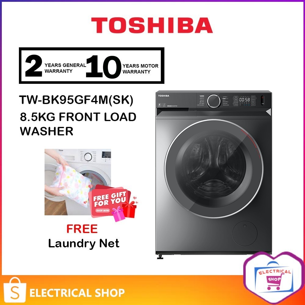 Toshiba 8.5KG Front Load Washer Inverter TW-BK95GF4M(SK) / TWBK95GF4MSK Washing Machine (FREE ...