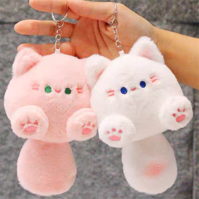 Stuffed Coffee Cat Plush Keychain Creative Soft Fluffy Animal Plush Key ...