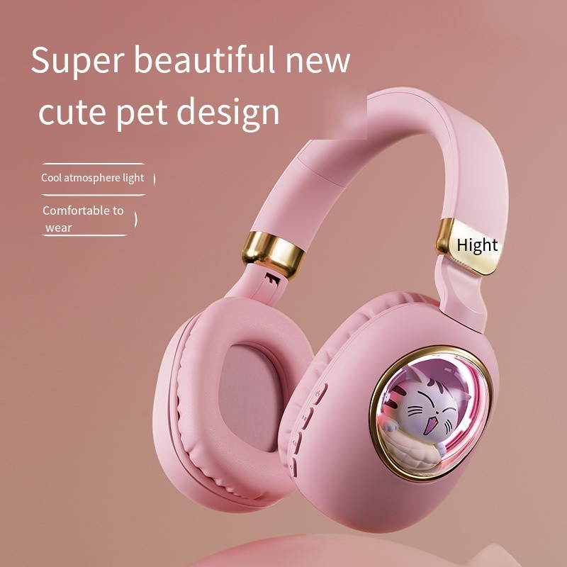 Wireless Luminous Cute Cartoon Pet Head-mounted Bluetooth Earphones ...