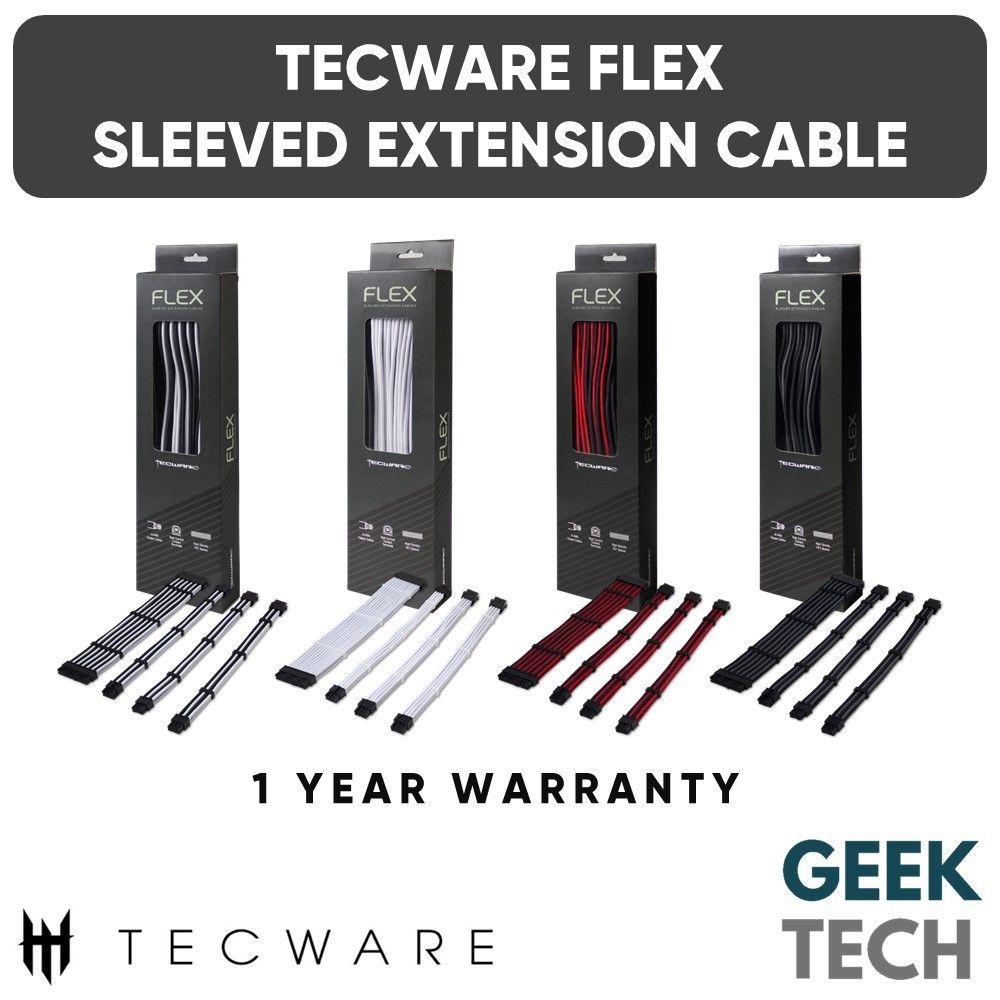 TECWARE Flex Sleeved Extension Cable 16 AWG PSU Extension Cable Kit of ...