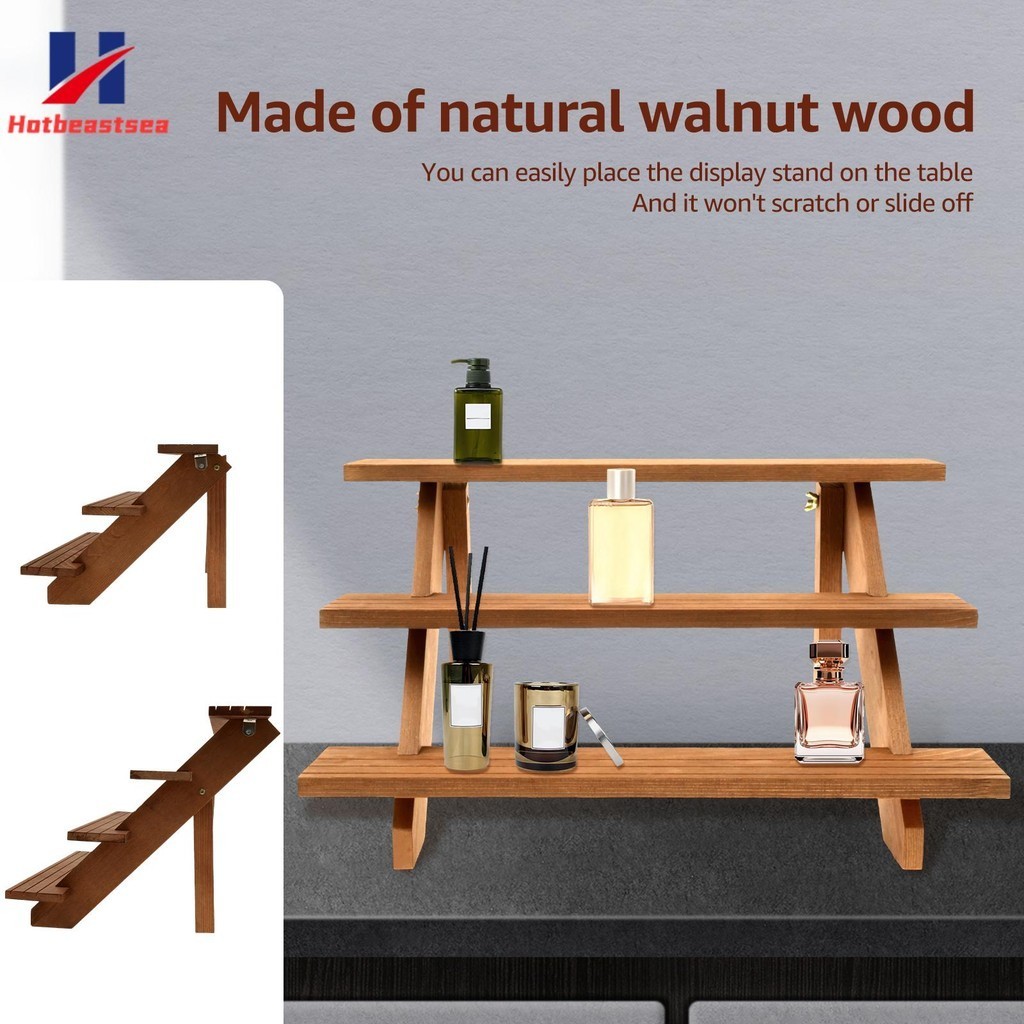 Wood Display Riser 3/4 Layer Wood Display Stand Space Saving Display ...