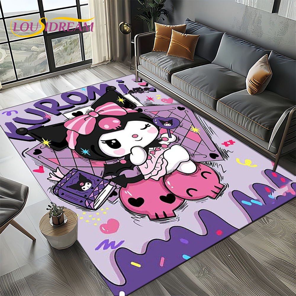 27 Style Cute Kuromi Cartoon Sanrio Carpet Rug for Bedroom Living Room ...