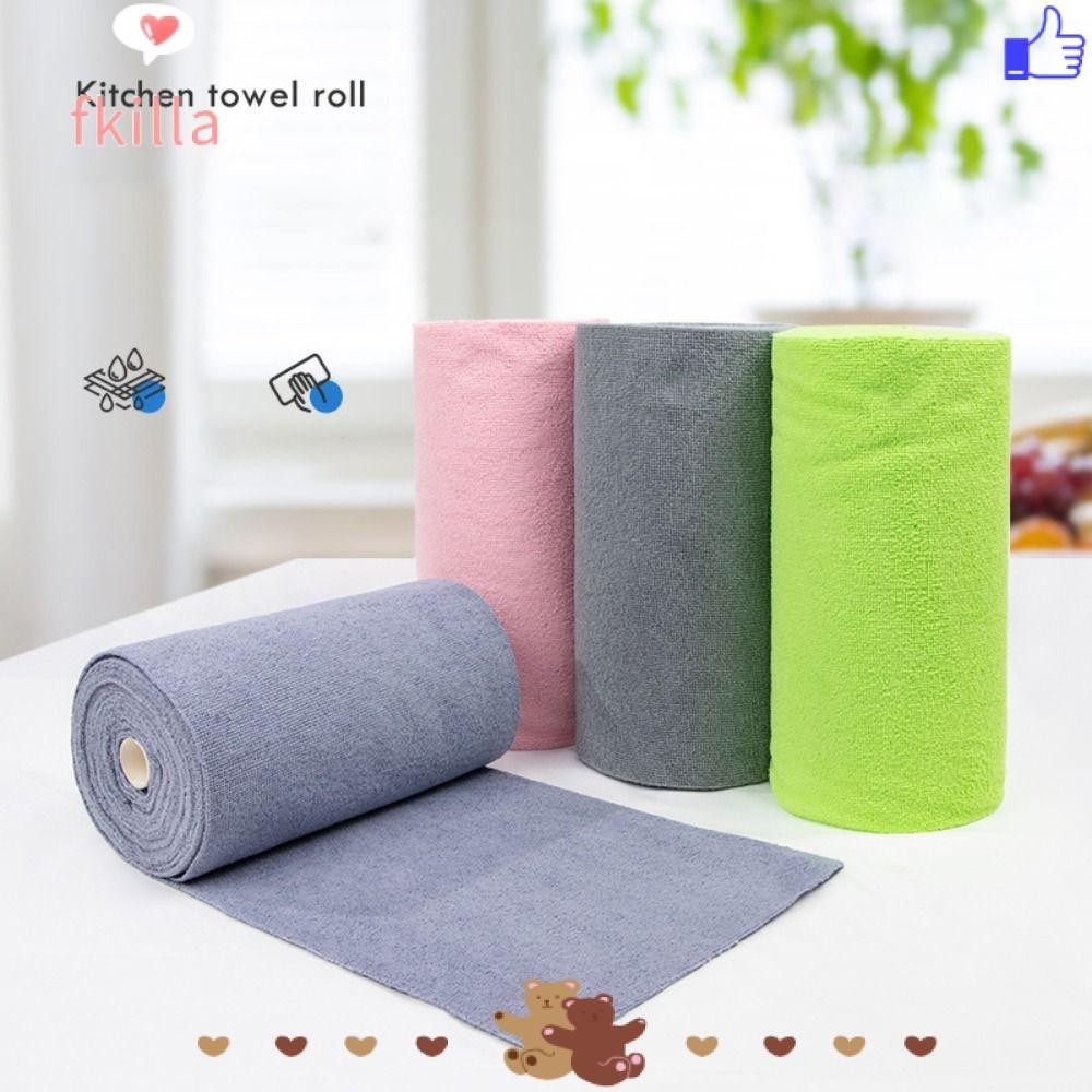 FKILLA1 20PCS/Roll Microfiber Towel, Reusable Absorbent Non-stick Oil ...