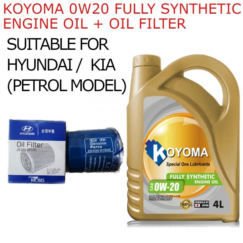 HYUNDAI /KIA OIL FILTER 26300-2Y500 BLUE + KOYOMA 0W20 FULLY SYNTHETIC ...