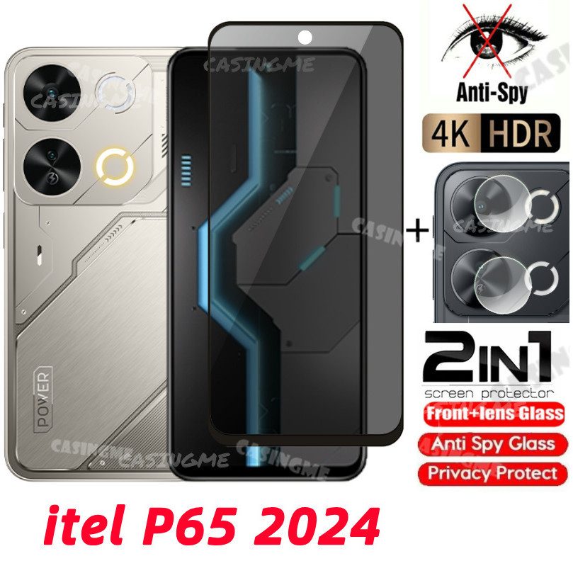 itel P65 2024 Private Tempered Glass Anti-Spy Full Cover Screen Protector Anti Peek Privacy Film ...