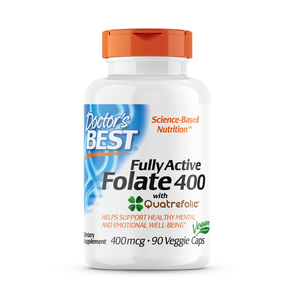Doctor's Best Fully Active Folate with Quatrefolic 400 mcg Veggie Caps ...