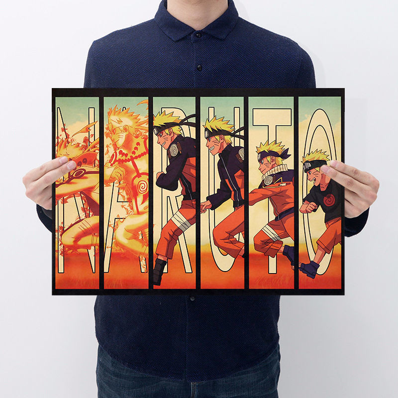 Naruto Ninja Sasuke Character Growth History Retro Kraft Paper Poster ...