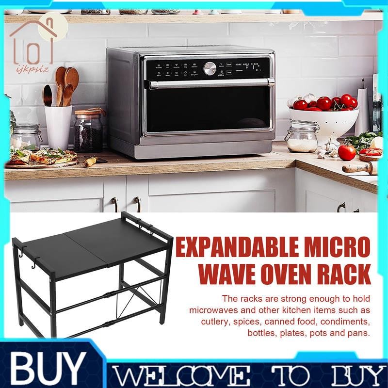 Expandable Microwave Oven Rack, 2-Tier Adjustable Kitchen Countertop ...
