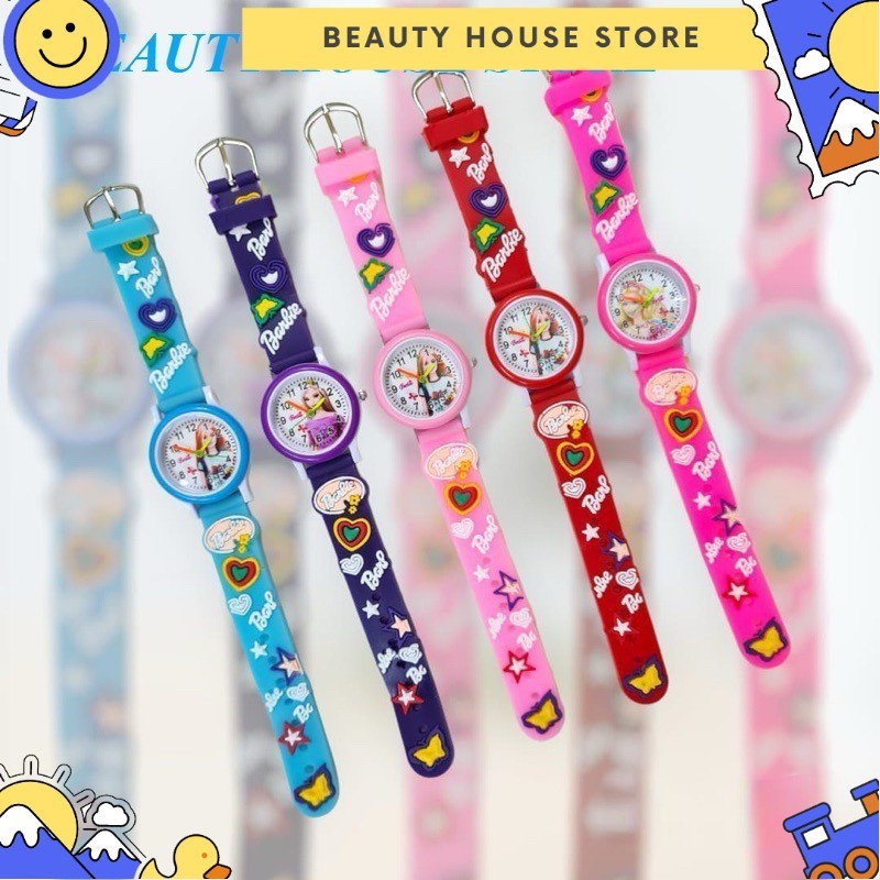 (BHS) Children's Watch Embossed Barbei Rubber Strap | Shopee Malaysia