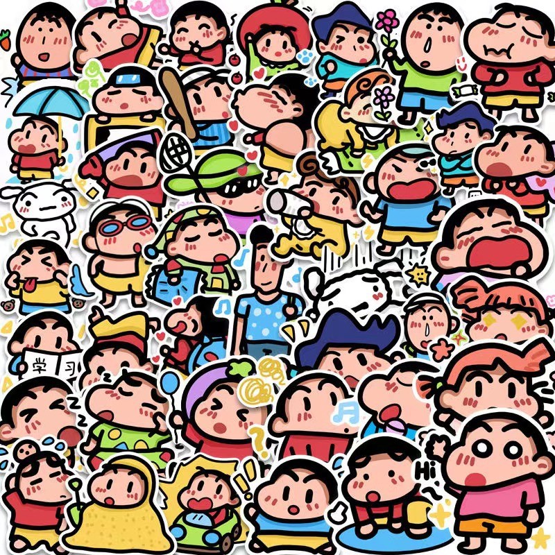 60PCS Cute Cartoon Crayon Shin-chan Stickers for Bicycle Hand Account ...