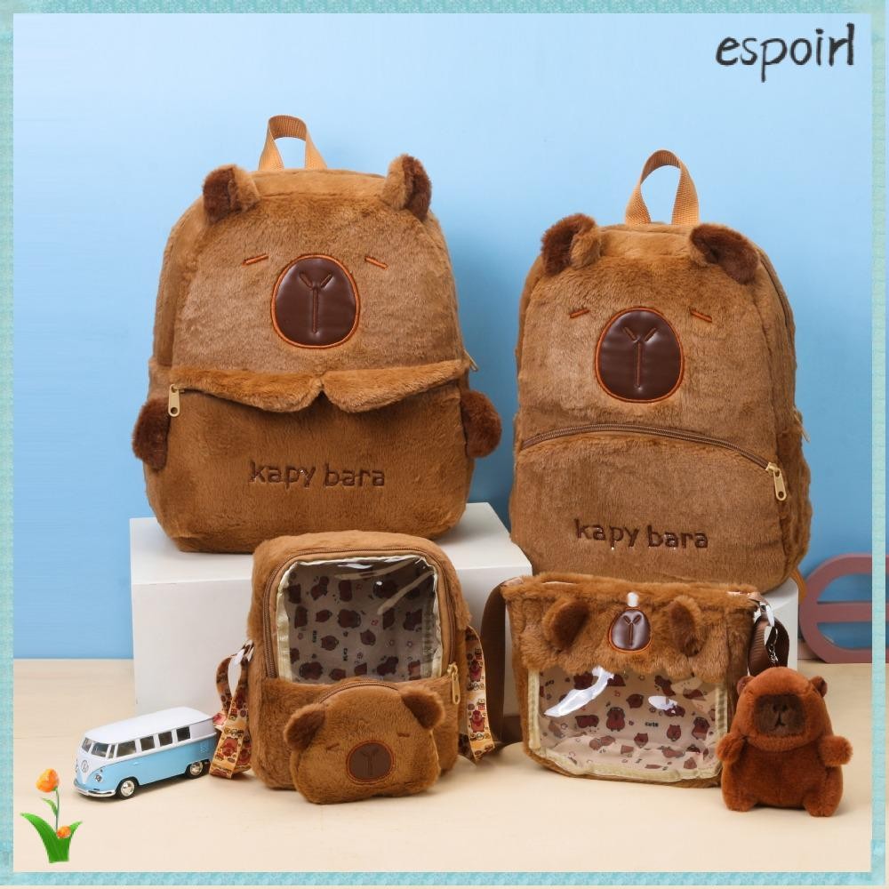 ESPOIR Shoulder Bag, Cute Students School Bag Capybara Plush Backpack ...