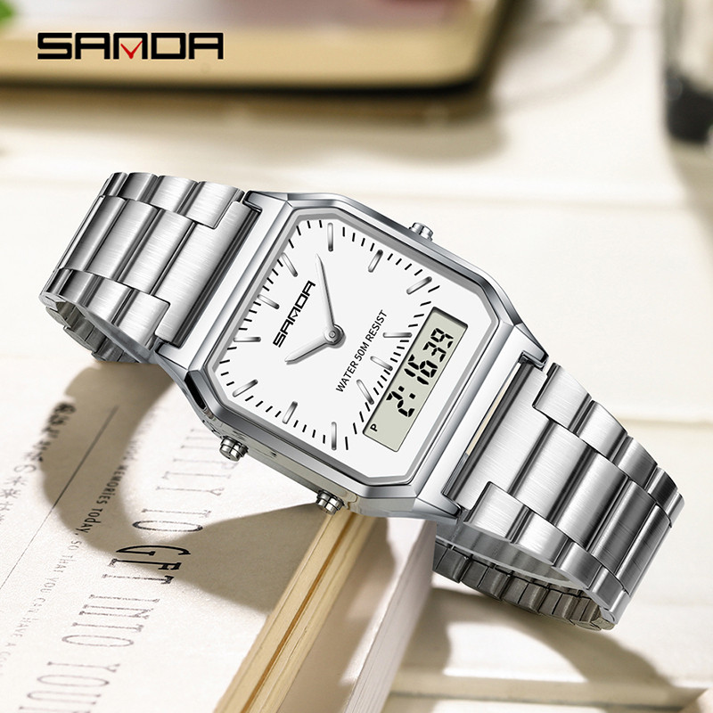 SANDA Waterproof Men's and Women's Fashion Quartz Watch Stainless Steel ...