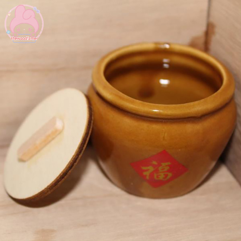 thewoodfamer 1/12 Miniature Dollhouse Rice VAT Pretend Play Kitchen Toy ...