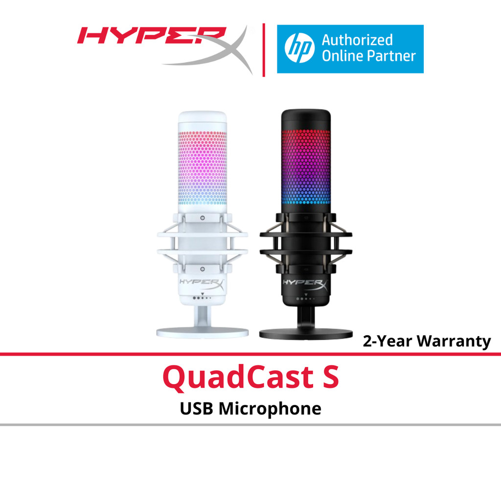 HP HyperX Quadcast S - USB Microphone (Black/White-Grey) RGB Lighting ...