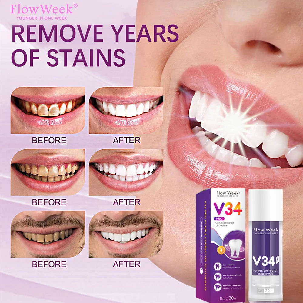 Flow Week V34 PRO Toothpaste Original Toothpaste Removes Teeth Stains Teeth Whitening Whitening ...