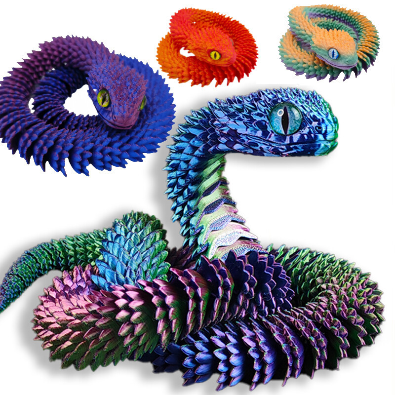 3D Printed Snake Action Figure Prank Toys Dragon Snake Articulated Bush ...