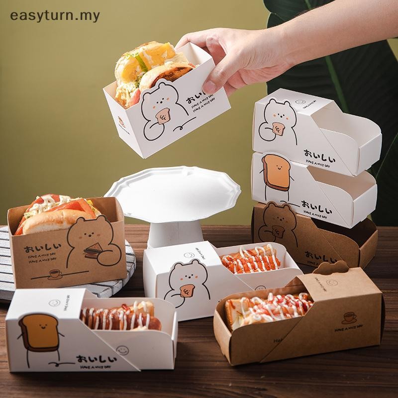 easyturn 10pcs Cartoon Food Wrapping Paper Box Bread Toast Sandwich ...