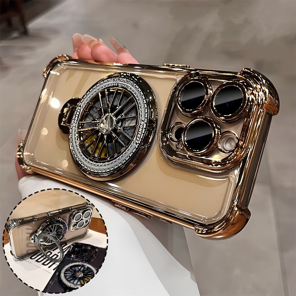 plating Magnetic Rotating Gyro Holder stand case for iPhone 16 15 14 13 ...