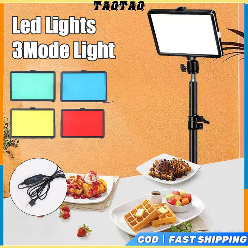 8 Inch LED Lights Free Four Colour Card Photography Live Vlogging ...
