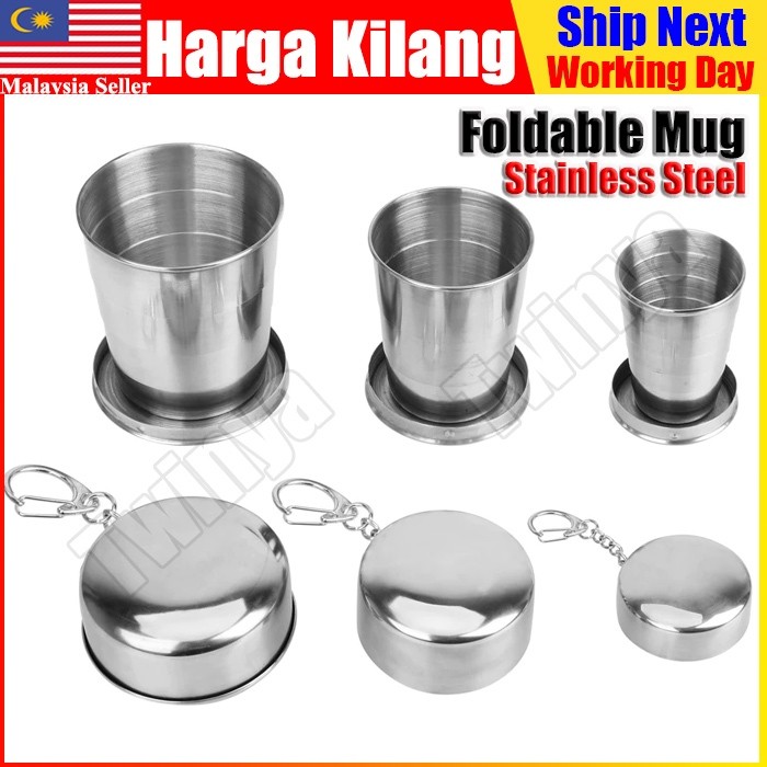 1Pcs Stainless Steel Folding Cup Foldable Mug Telescopic Coffee Tea ...