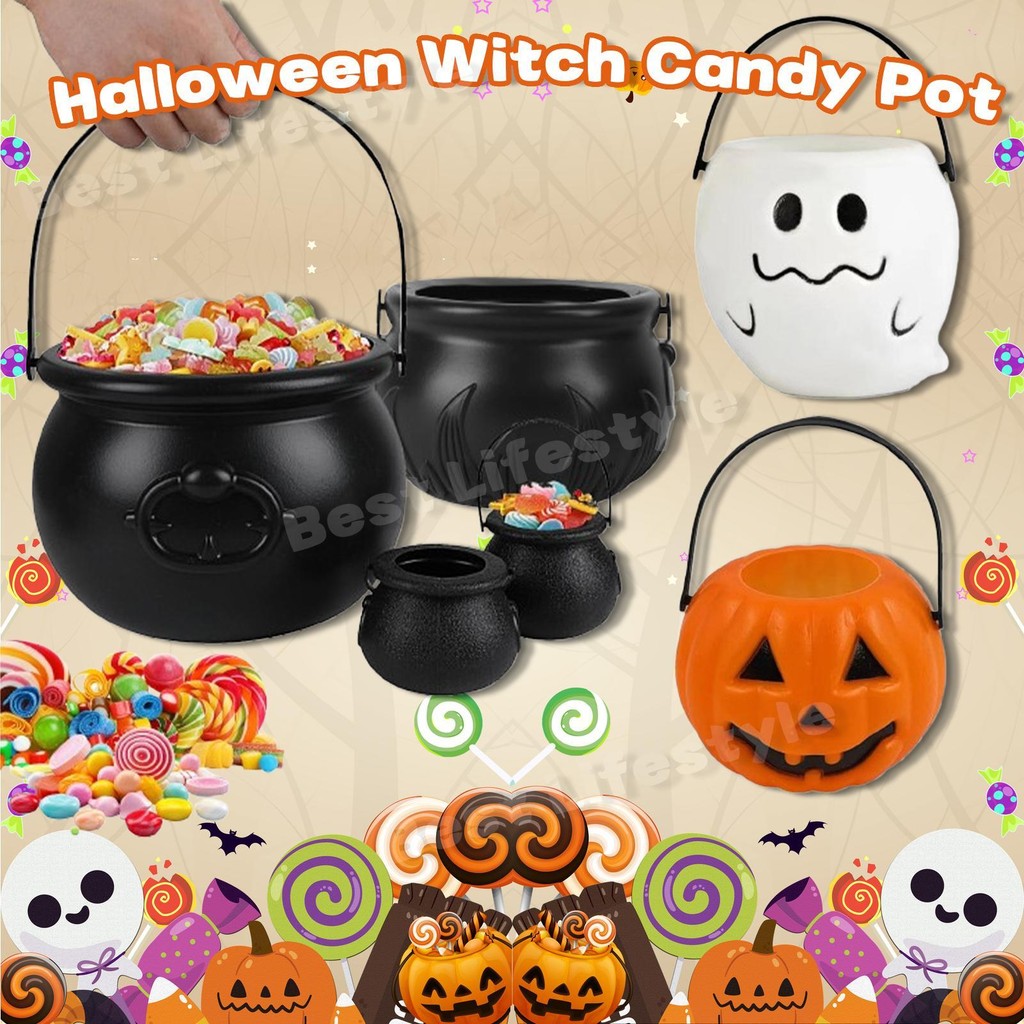 Halloween Witch Candy Pot Black Witch Halloween Candy Pots Spooky ...