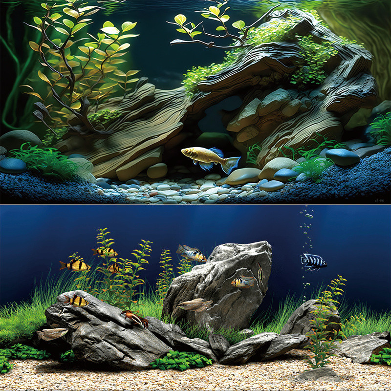 Fish tank sticker background, aquarium decorative wallpaper ...