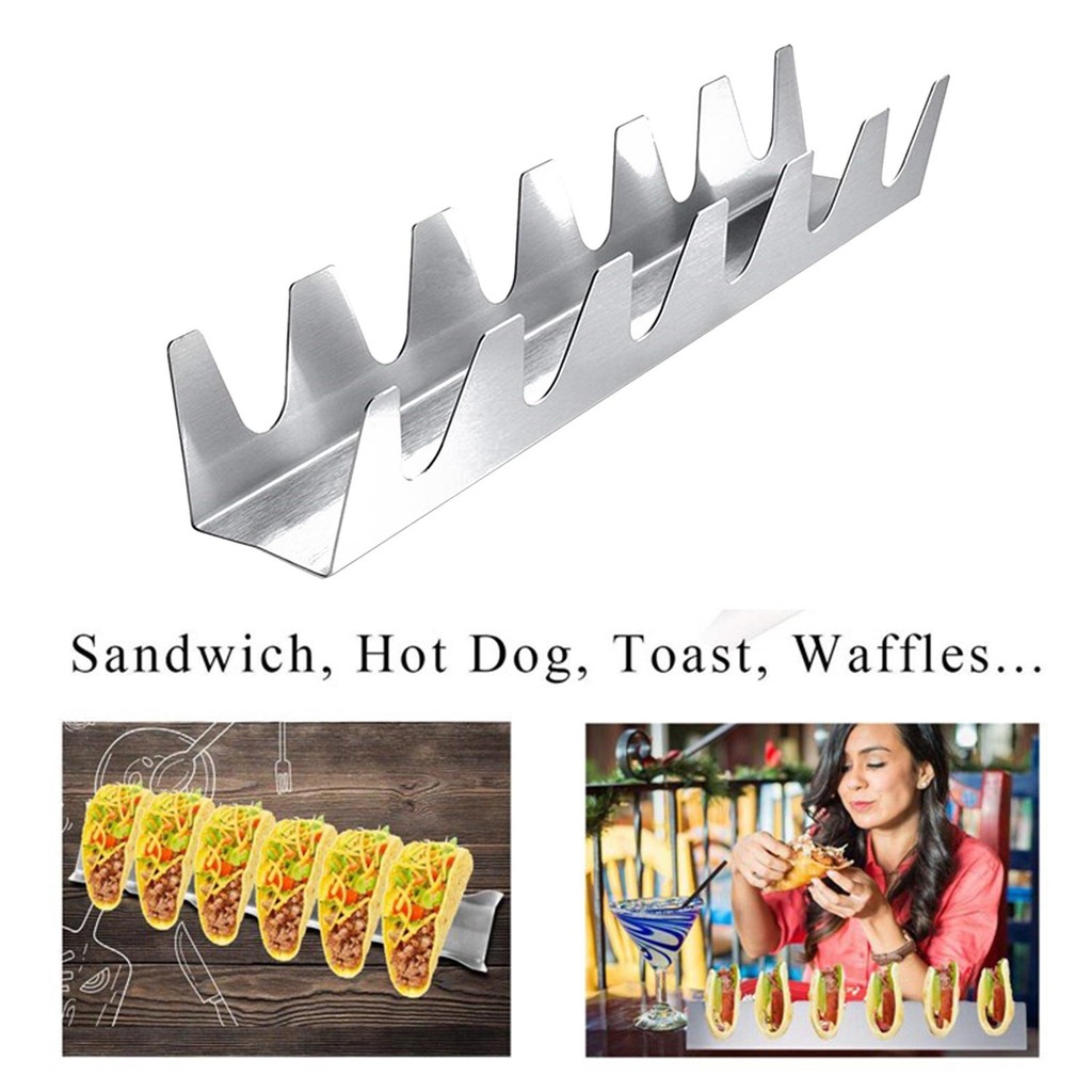 [dlqnylu] Taco Holder Stainless Steel Taco Rack Shell Taco Display ...