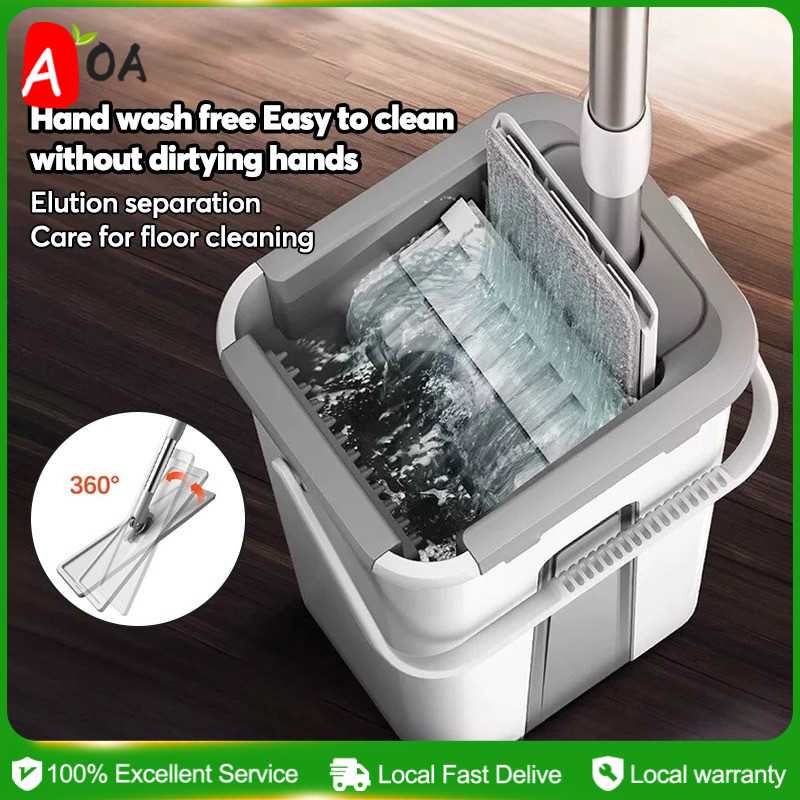 360 Free Hand Self Wash Lazy Floor Mop 2in1 Squeeze Dry Flat Mops ...