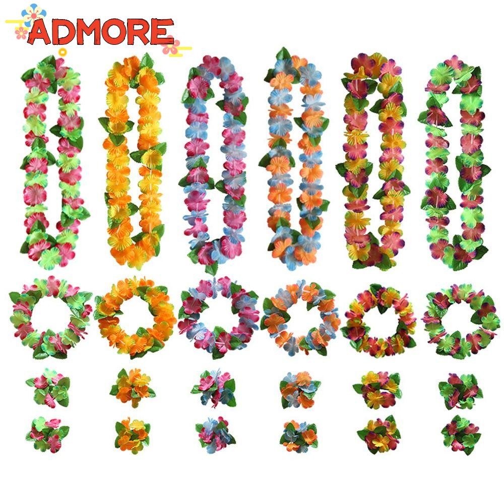 ADMORE Hawaiian Garlands Necklace, Hawaii Party Supplies Headband Beach ...