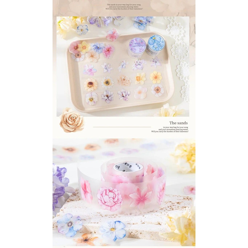 JIANWU 40mm*200cm The First Flower Bud Series Vintage Material Collage Landscaping PET Tape ...