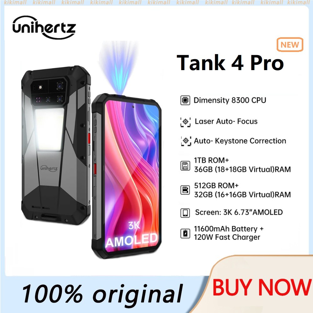 Unihertz 8849 Tank 4 Pro 5G AI Rugged Phone Built-in 720P Projector ...