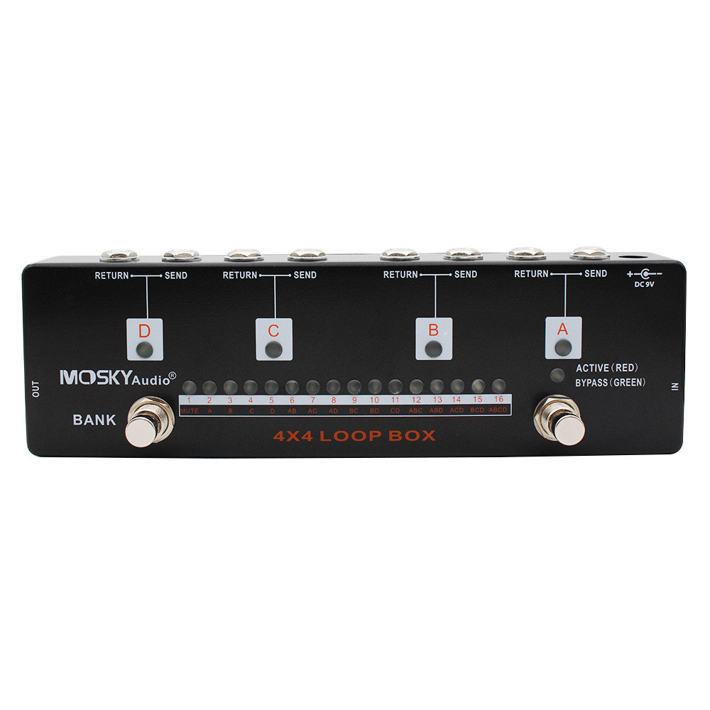 MOSKY 4X4 LOOP BOX Guitar pedal Visualization 2 buttons 16 programming ...