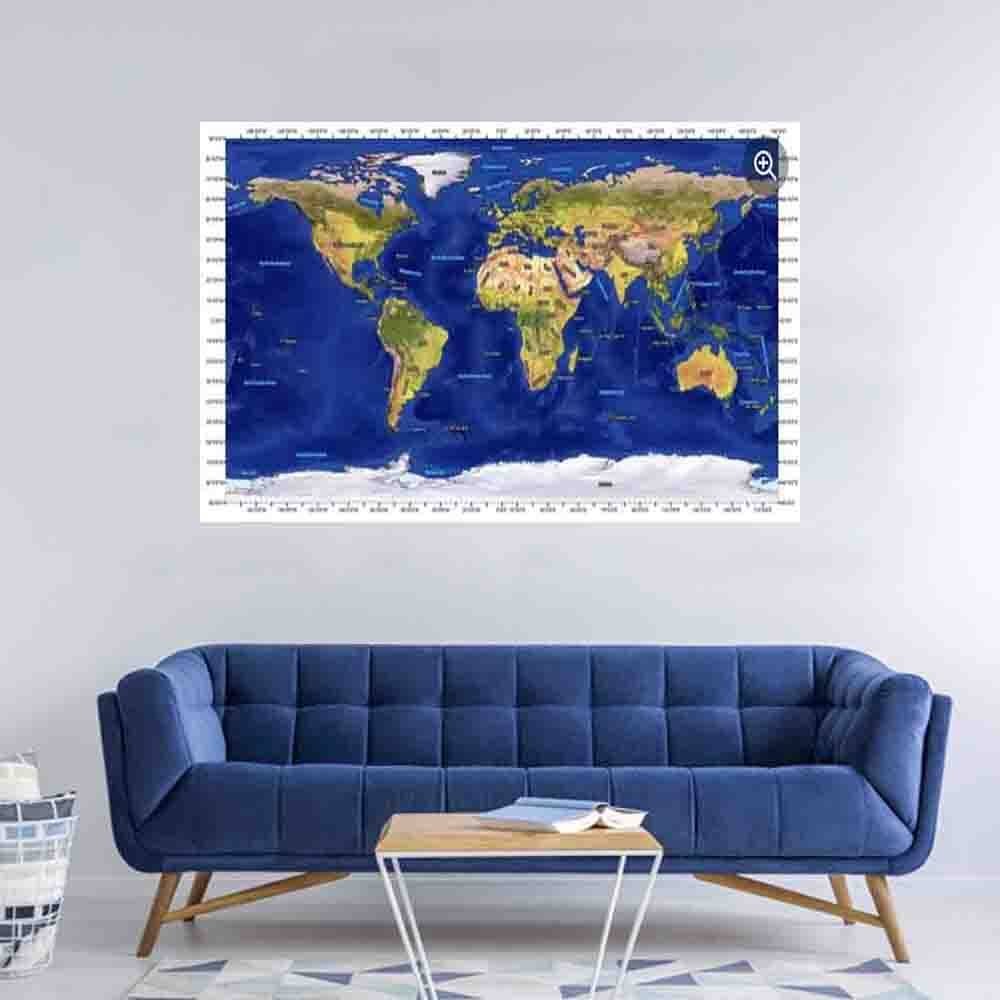 Education Map Canvas Posters World Map Large Size Map Art Picture ...