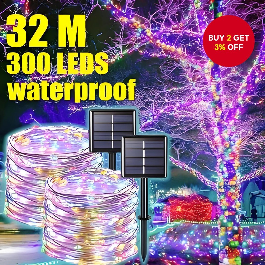 32M 300 LED Raya Solar LED String Lights Fairy String Light Outdoor ...