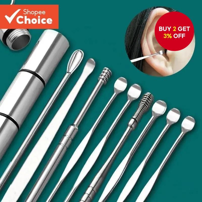 10pcs Stainless Steel Ear Cleaner Kit, Earbud Set for Easy Earwax ...