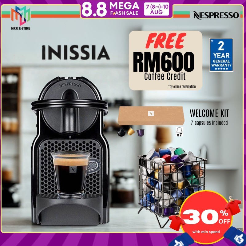 Nespresso D40-ME-BK-NE Inissia Fully Automatic Capsule Espresso Coffee ...