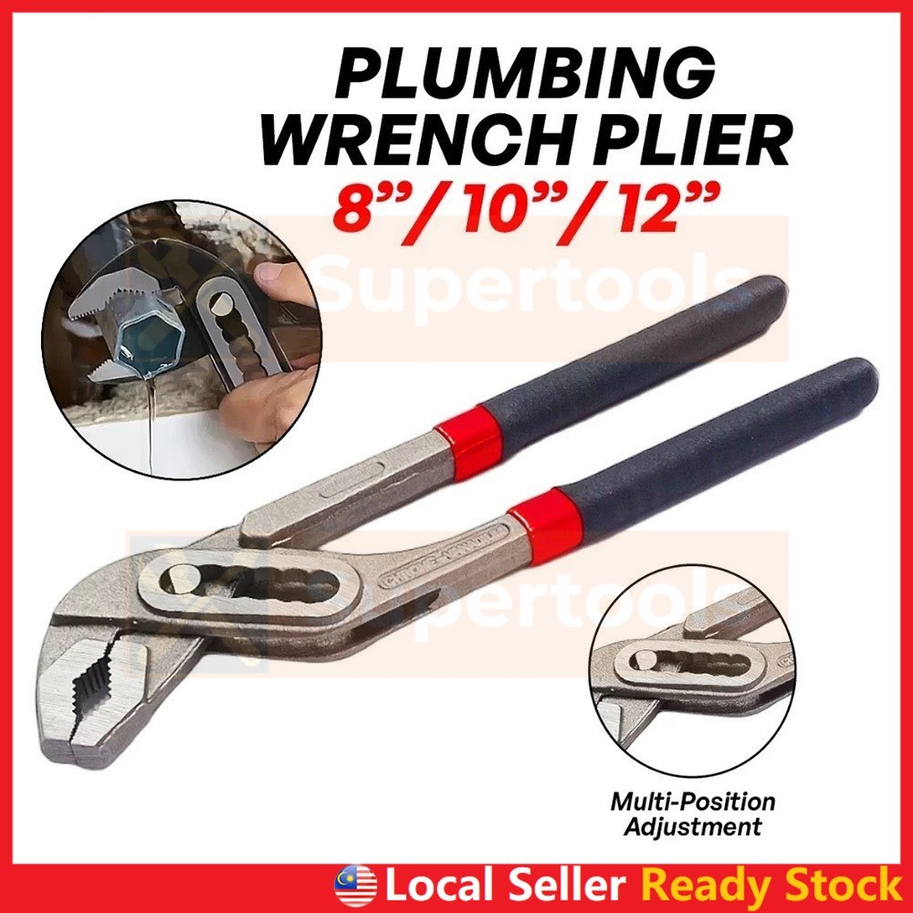 Playar Paip Air Heavy Duty Water Pump Plier Adjustable Pipe Wrench 8 ...